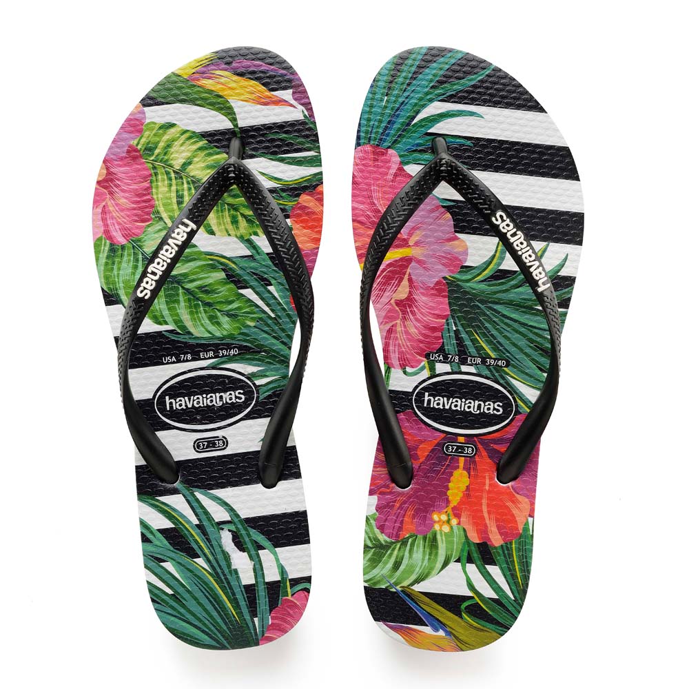 Havaianas Womens Slim Tropical Floral Black Imperial Palace Flip